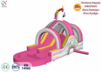 China Custom Unicorn Theme Inflatable Double Slide Commercial Pink Inflatable Slide Kids for sale