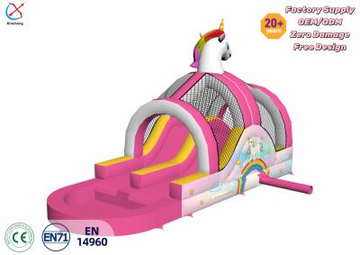 China Custom Unicorn Theme Inflatable Double Slide Commercial Pink Inflatable Slide Kids for sale