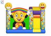 China Commercial Jumping Bouncy Castle With Slide Emoji Smile Face Themed For Kids Party Rental for sale