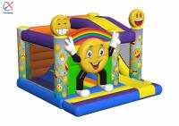 China Commercial Jumping Bouncy Castle With Slide Emoji Smile Face Themed For Kids Party Rental for sale