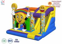 China Commercial Jumping Bouncy Castle With Slide Emoji Smile Face Themed For Kids Party Rental for sale
