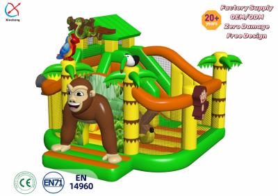 China Commercial Inflatable Bouncy Castle With Slide Jungle Monkey Themed Inflatable Bounce Combo for sale
