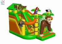 China Commercial Inflatable Bouncy Castle With Slide Jungle Monkey Themed Inflatable Bounce Combo for sale