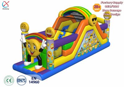 China PVC Inflatable Playground Emoji Rainbow Themed Inflatable Obstacle Course Kids for sale