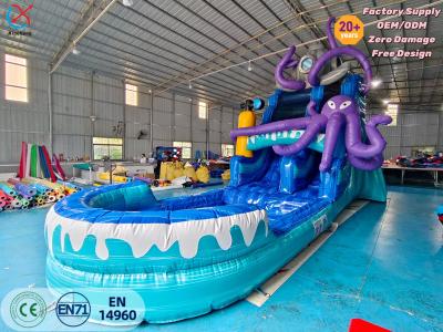 China Octopus Theme Inflatable Water Slide Giant Inflatable Water Slide With Pool for Outdoor for sale