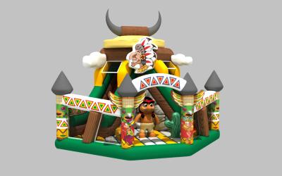 China Small Commercial Inflatable Dry Slide For Kids With Fence Size 7x7x6.8m for sale