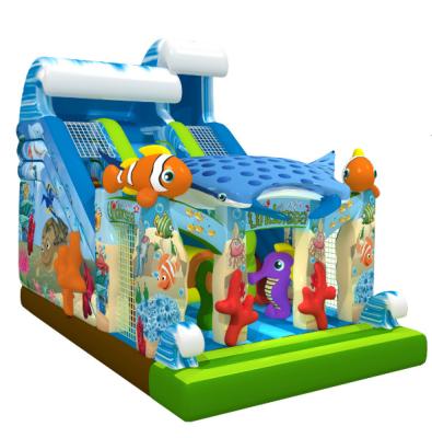 China Manta Ray High Slide Inflatable Undersea World Dry Slide Full Digital Printing for sale