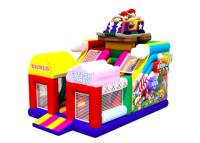 China Circus Clown Waterproof Inflatable Ferris Wheel Jumping Slide With Fence In End for sale