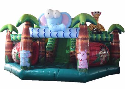 China Inflatable Fun City Forest  Animals Fun City Elephant Giraffe Jumping House With Slide for sale