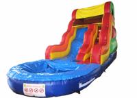 China Best sale rainbow inflatable water slide bright colour inflatable slide with pool for sale