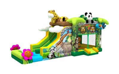 China Animal World Theme 8.5x4x4.8m Inflatable Jump House With Slide for sale