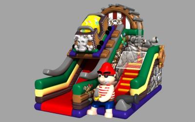 China Pirate Theme Amusement Park Inflatable Playground Bouncy Castle Water Slide for sale