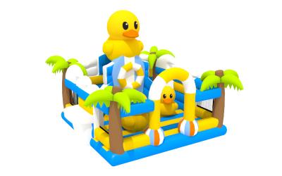 China 0.55mm PVC Inflatable Cartoon Amusement Park Blow Up Duck All In One Castle For Rental for sale