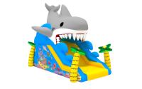China 1000D Commercial Inflatable Water Slides Fun Shark Blow Up Jumping Combo for sale