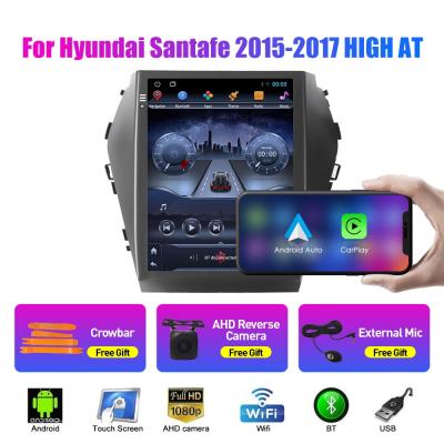 China Hyundai Santafe 15-17 AT Tesla Style Android Radio Double Din Navigation Head Unit for sale