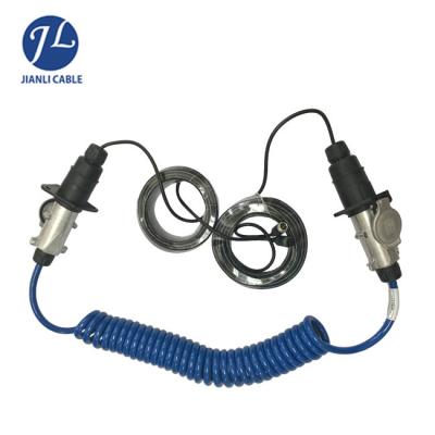 China Trailer Car Reverse Camera Cable Kits 7 Pin With Spring Coiled Electrical Wire Connect for sale