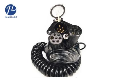China Electrica Coiled Wire Cable 7 Plug To 3 Cameras For Bus Lorry Monitor System for sale