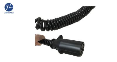 China Spring Coiled Trailer Wire With 7 Pole Plastic Socket for Agricultural Vehicle Rear View System for sale