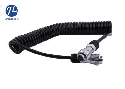 China Retractable Fire Truck Coiled Wire Cable With 5 Pin Locking Connectors Customized for sale