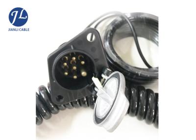 China 24V 12V Quick Connect Retractable Curly Flex Cable With 7 Pin Electrical Plug Connector for sale