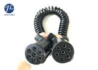 China PU Jacket 7 Pin Coiled Power Cable , Truck Trailer Extension Cable With Plastic Plug for sale