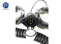 China PU Jacket 7 Pin Coiled Power Cable , Truck Trailer Extension Cable With Plastic Plug for sale