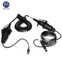 China Rear View Camera 7 Pin Spiral Power Cord With Female To Female Metal Connector for sale