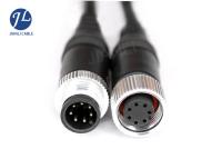 China 7 Pin Connector M12 Extension Cable Black PVC Shielding For 12V 24V Car Camera for sale