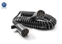 China Plastic 7 Pin Spiral Power Cord Backup Camera System Cable In Truck Trailer for sale