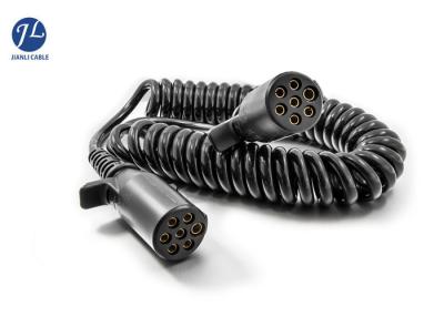China Plastic 7 Pin Spiral Power Cord Backup Camera System Cable In Truck Trailer for sale