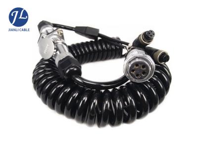 China Vehicle Rear View Camera Cable 5Pin Matal Spirale Remorque With 2CAMS for sale