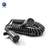 China Male To Female Spiral Power Cord , 7 Pin Connector Spiral Trailer Cable for sale