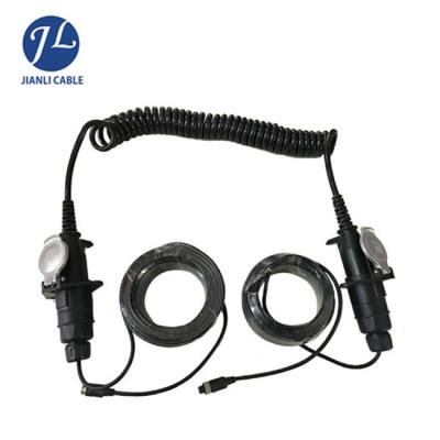 China Male To Female Rear View Camera Cable 7 Pin Din Connector Spiral Trailer Cable for sale