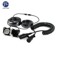 China Water Resistant Vision Systems Cable / Trailer Lighting Board Extension Cable 7 Pin Male Female Socket for sale