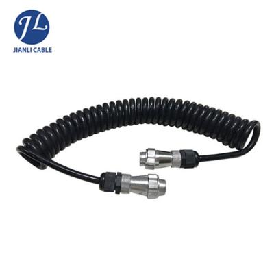 China Black Color Rear View Camera Cable Trailer Connector Spiral Cable With 4M Length for sale