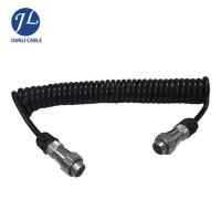 China Black Color Rear View Camera Cable Trailer Connector Spiral Cable With 4M Length for sale
