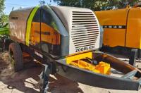 China Used Electric Trailer Concrete Pump Zoomlion 600L Hopper Capacity for sale