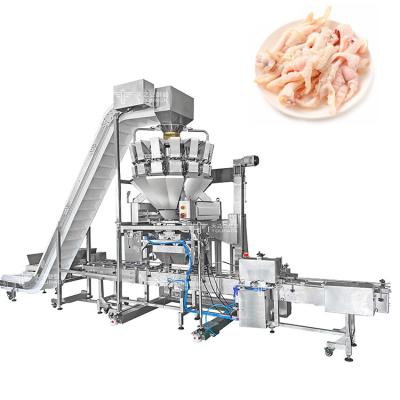 China Automatic Fresh Chicken Claw 14 Head Weigher Boneless Chicken Feet Weighing Cartoning Machine for sale
