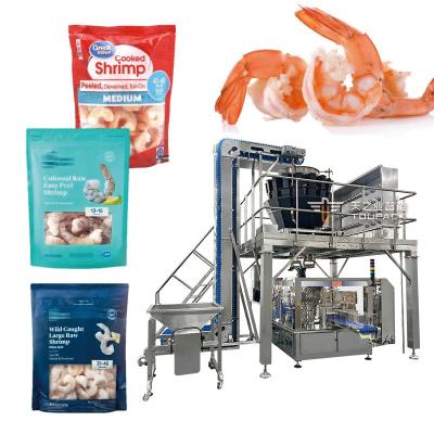 China Frozen Vegetable Salad Packing Premade Bag Machine Automatic Zip Lock Pre-made Filling Machine With Frozen Shrimp Zipper Pouch for sale