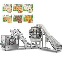 China Food Grade Automatic Vacuum Frozen Food Pouch Packing Machine Shrimp Squid Rings Bag Multihead Weigher Filling Packing Machine for sale
