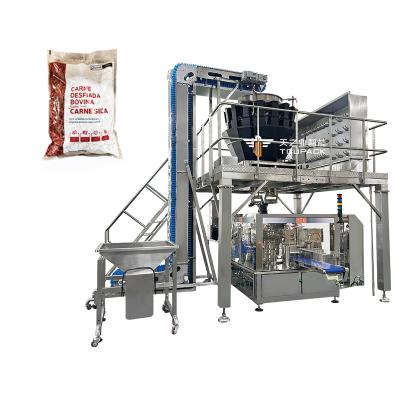 China Customized Efficient Dehydrated Beef Nuggets Quantitative Bagging Packaging Machine Ready to Eat Food Beef Multihead Weigher for sale