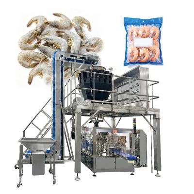 China 500g 1kg Full Automatic Frozen food Premade Bag Pouch Packaging System frozen prawns Packing Machine for sale