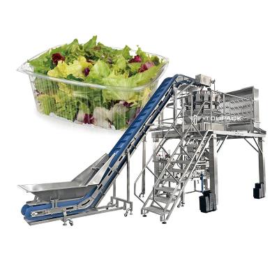 China Automatic Salads And Fruit Packaging Line With Multihead Weigher Tray Sealing Machine For Ready Meals for sale