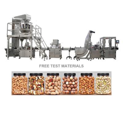 China Automatic Jerky Can Filling Machine with High Accuracy Multihead Weigher and PLC Touch Screen Control for sale