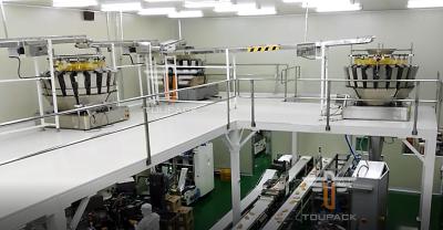 China 14 Heads Multihead Combination Weighing Packaging Machine SS316 For Puffed Snacks Chips for sale