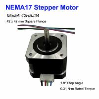 China 42HBJ34 NEMA 17 Stepping Motor , Hybrid Stepping Motor With 0.31N·m Torque Output for sale