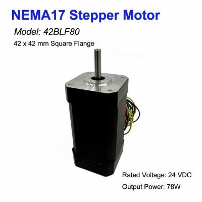 China 42BLF80 NEMA17 42mm Brushless Motor , 8 Pole Brushless Motor 3 Phase 78W 4000rpm for sale