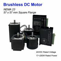 China 57BLY115 NEMA23 3000 Rpm Brushless DC Motor 24V With 57mm Square Flange / Circular Body for sale