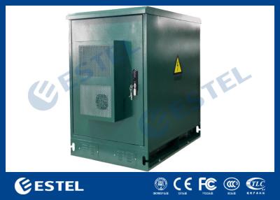 China 19'' Rack Outdoor Telecom Cabinet Green Color​ With 500W Air Conditioner and Fan for sale