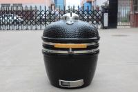 China 24 Inch Ceramic Kamado Grill 61cm Blue Charcoal BBQ with Bamboo Shelves for sale
